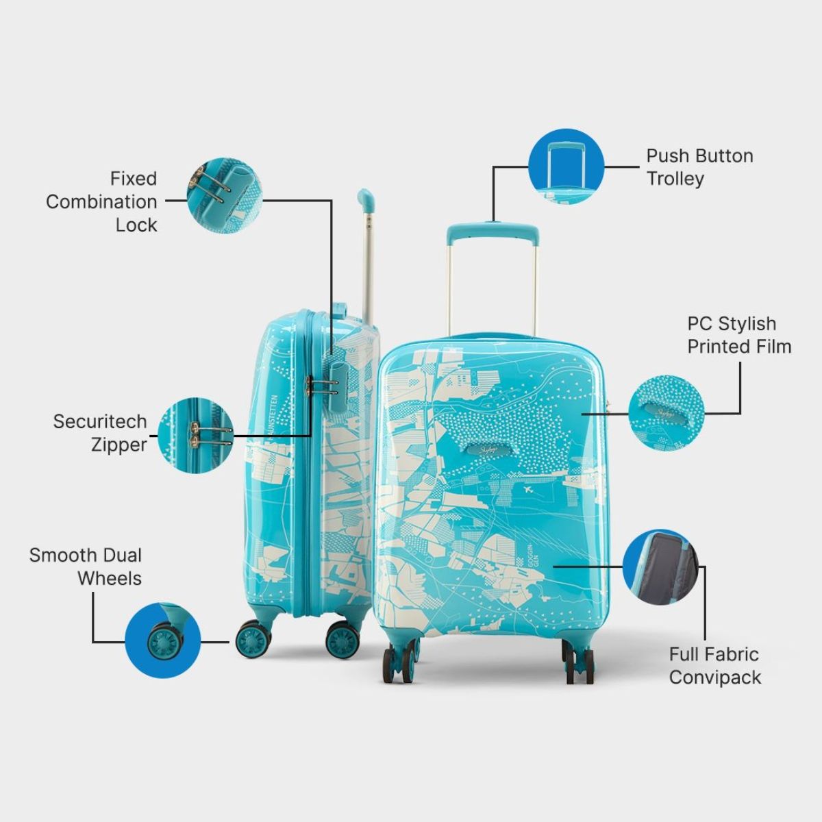 Buy Skybags Globerunner Strolly 67 360° Blue Atoll Online