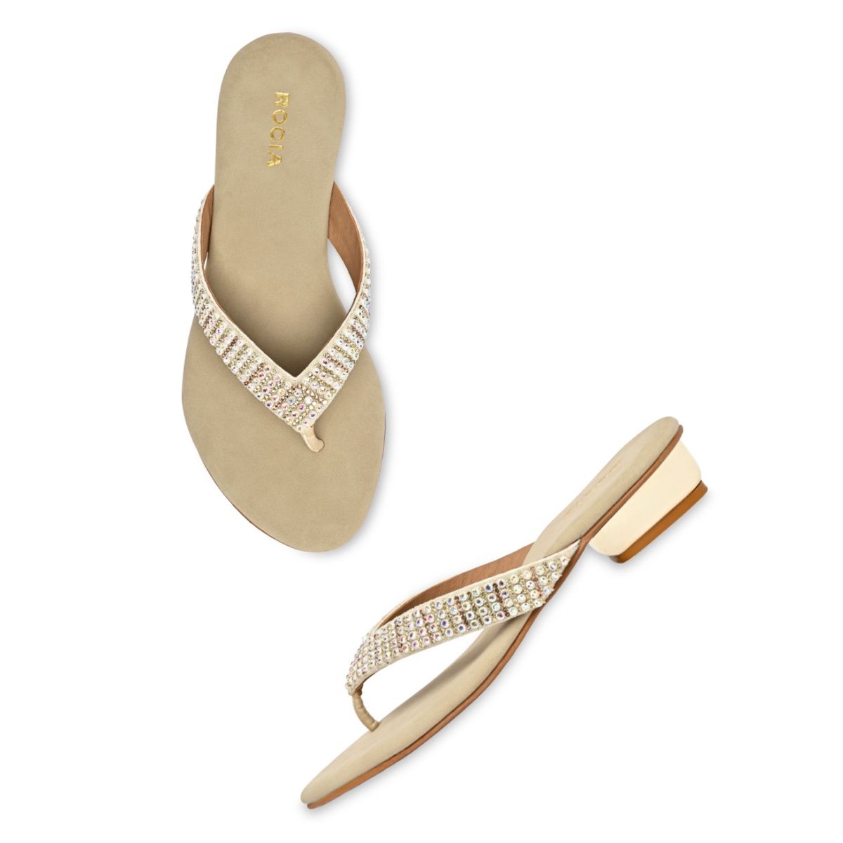 Buy ROCIA By Regal Gold Women Diamond Studded Heels Online
