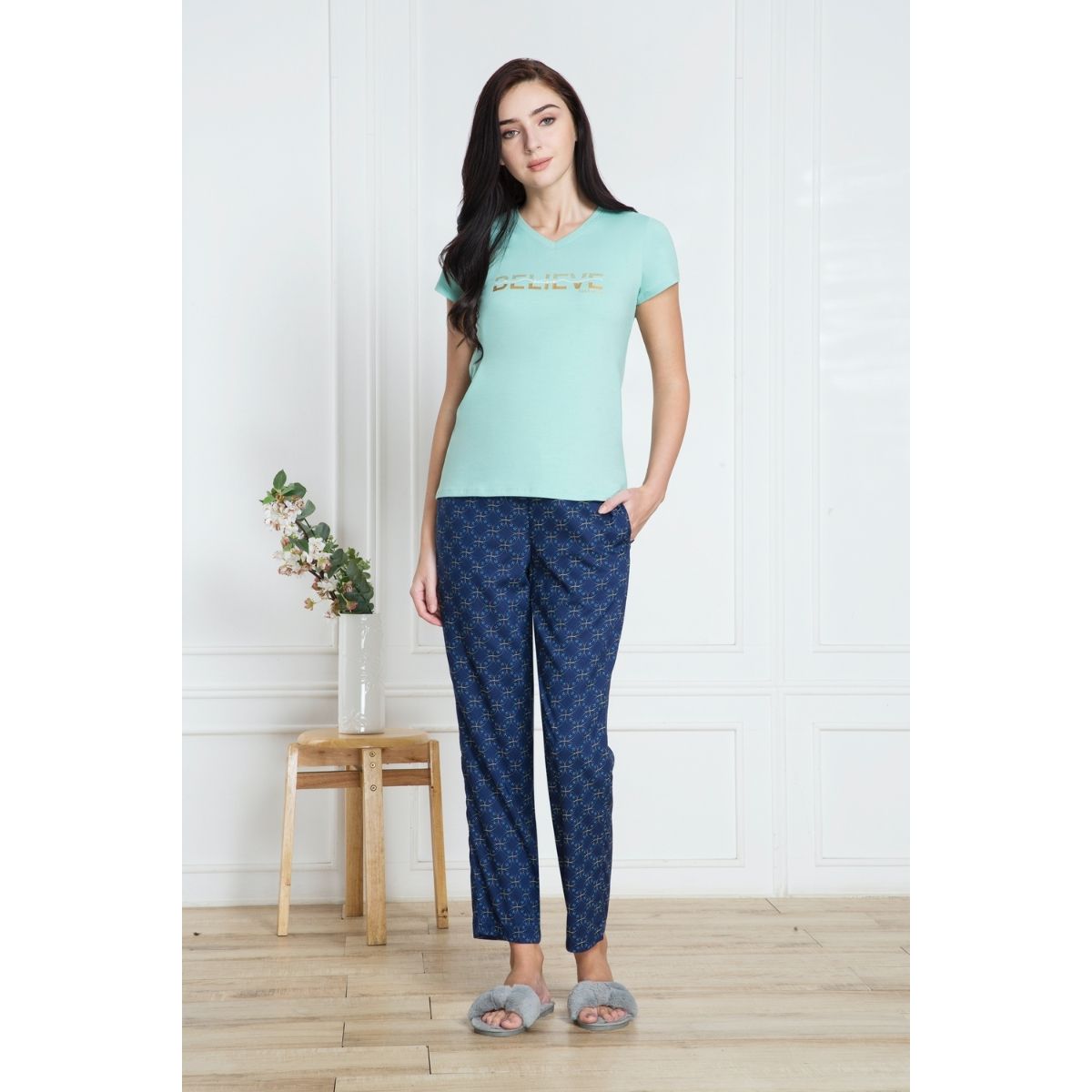 Van Heusen Women Functional Pocket & Ultra Soft Lounge Pyjamas - Blue ...