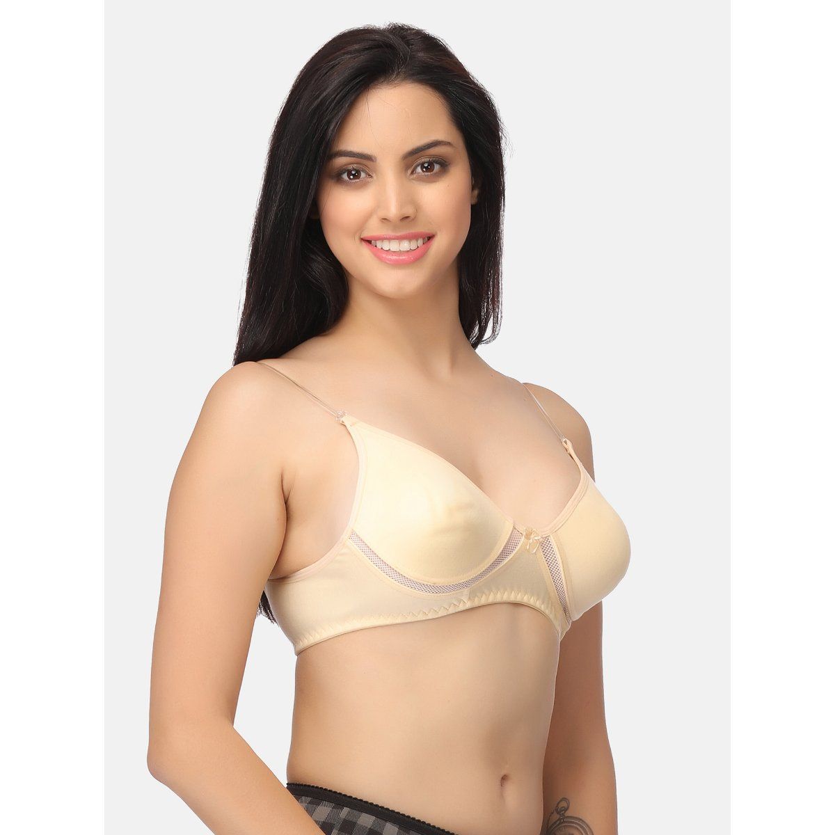 Clovia Cotton Rich Solid Non Padded Demi Cup Wire Free T Shirt Bra