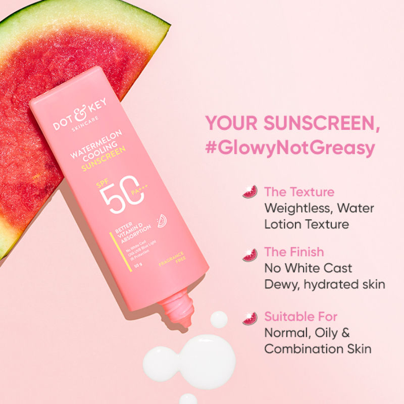 Dot & Key Watermelon Cooling Sunscreen SPF 50 PA+++ For Moisturized ...
