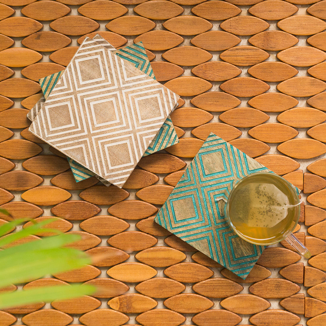 Buy ExclusiveLane Seamless Squares' Coasters In Mango Wood (Set of 4 ...