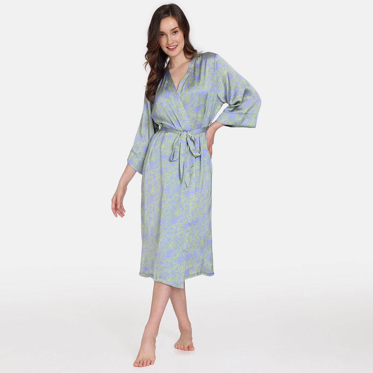 Zivame Sublime Blossoms Woven Robe - Jacaranda: Buy Zivame Sublime ...