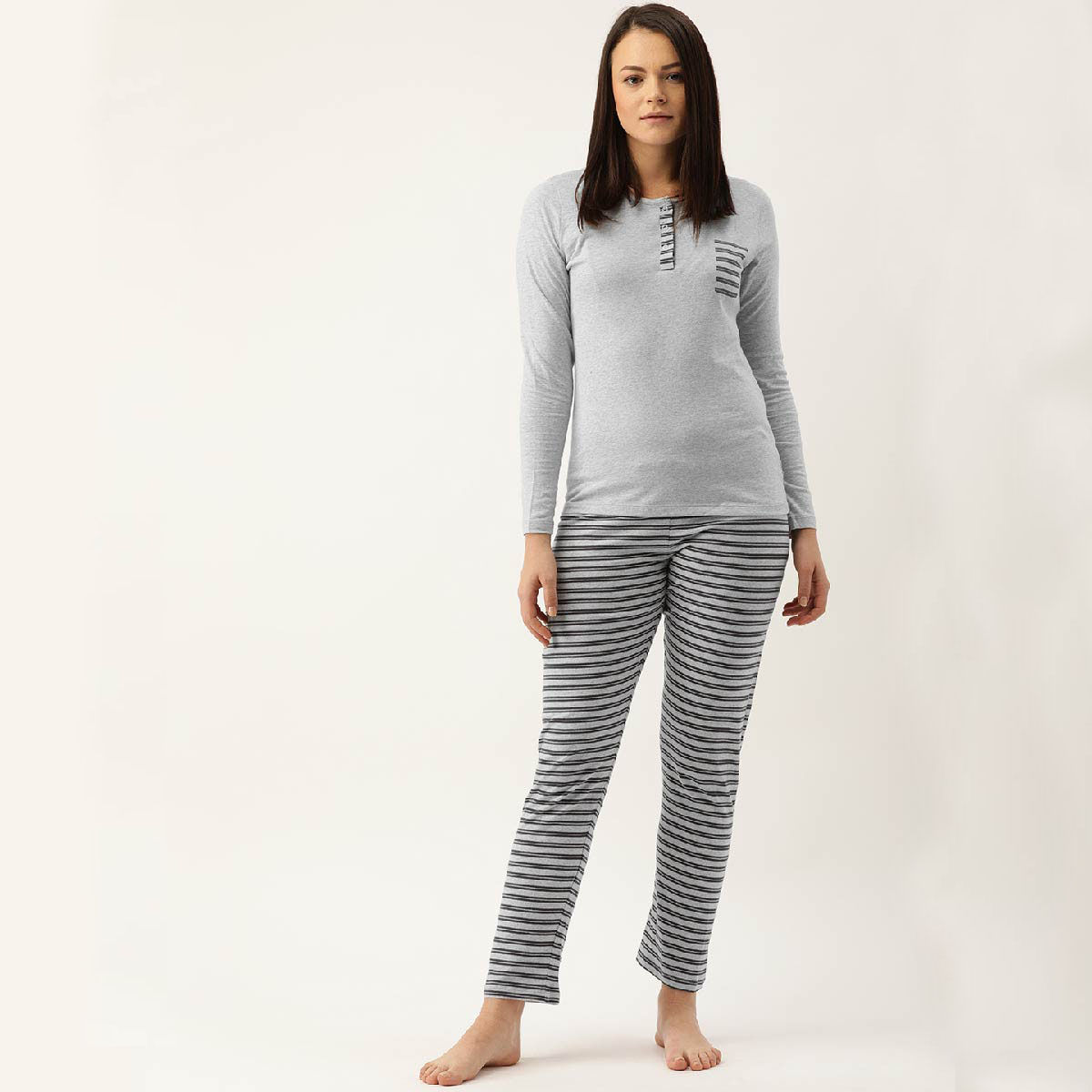 mackly Women Solid Night Suit - Grey: Buy mackly Women Solid Night Suit ...