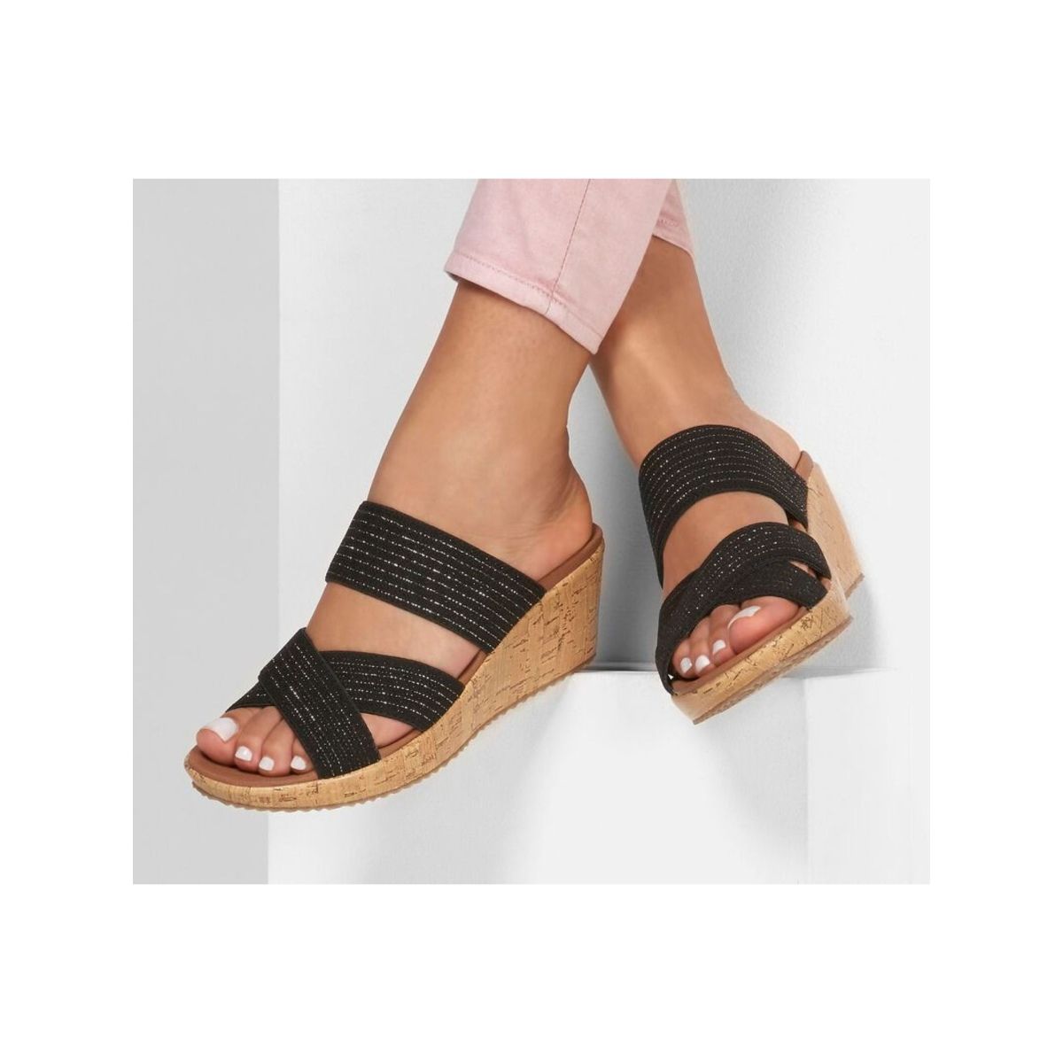 Buy SKECHERS Beverlee - Free Spark Black Cali Wedges Online