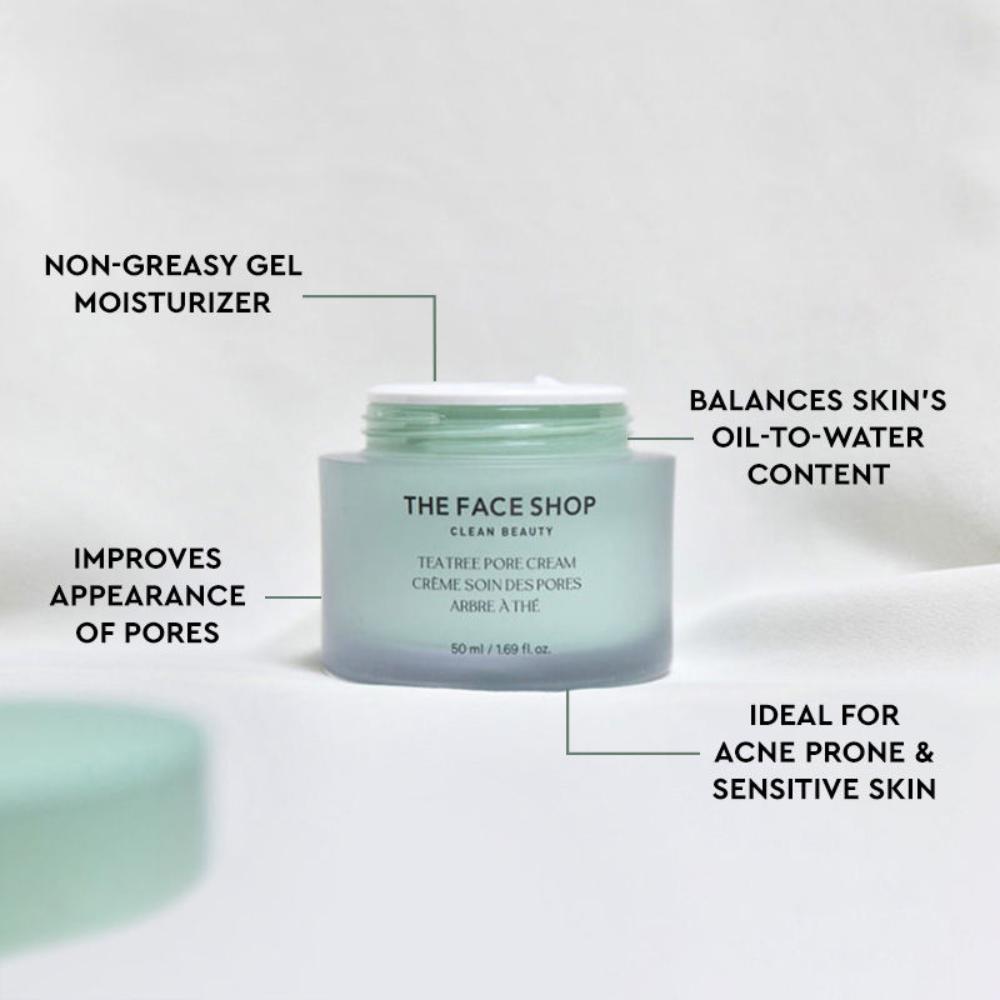 Buy The Face Shop Tea Tree Pore Cream With Ip- Bha, Pha & Hyaluronic ...