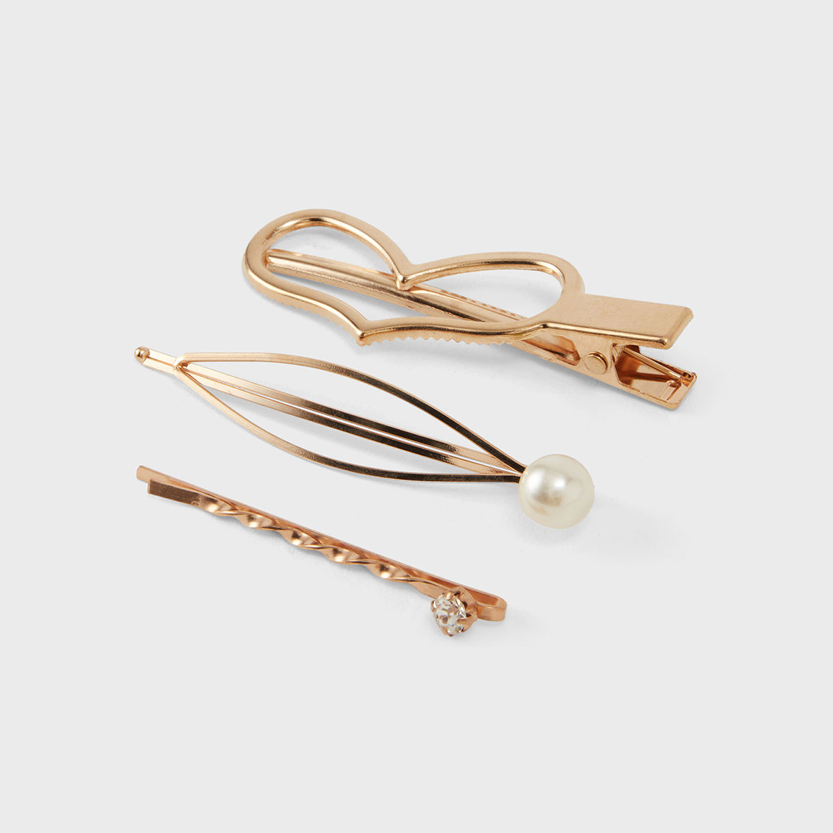 Buy MIXT by Nykaa Fashion Gold Heart Pearl Embellished Hair Pin Set of ...