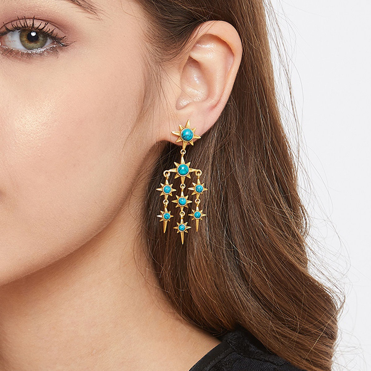 ZARIIN Turq Touch Celestrial Star Dangler Earrings: Buy ZARIIN Turq ...