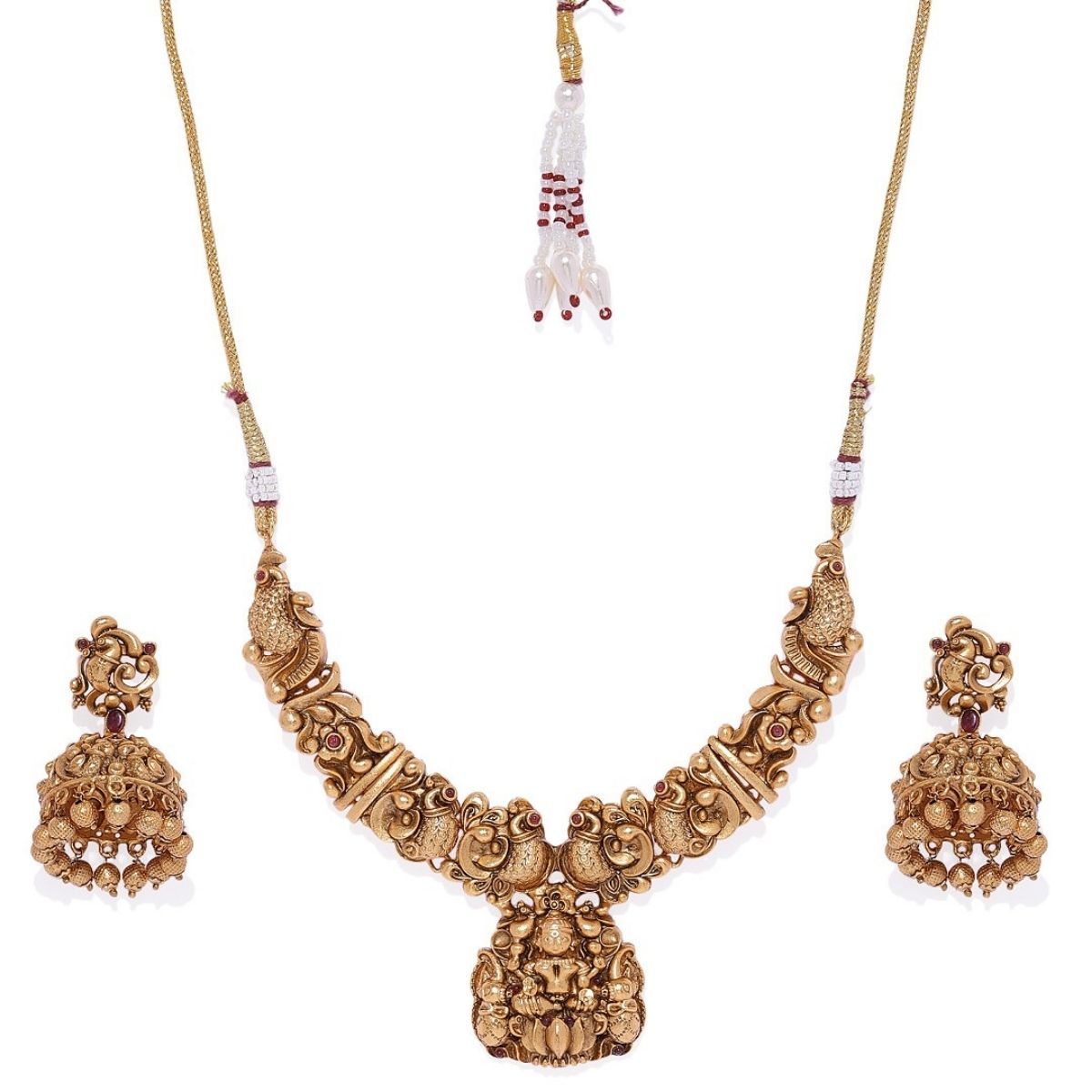 AccessHer Gold-Plated Temple Laxmi Design Jewellery Set: Buy AccessHer ...