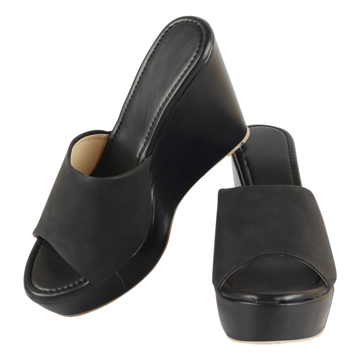 Buy Shoetopia Womens Black Solid Wedges Heels Online