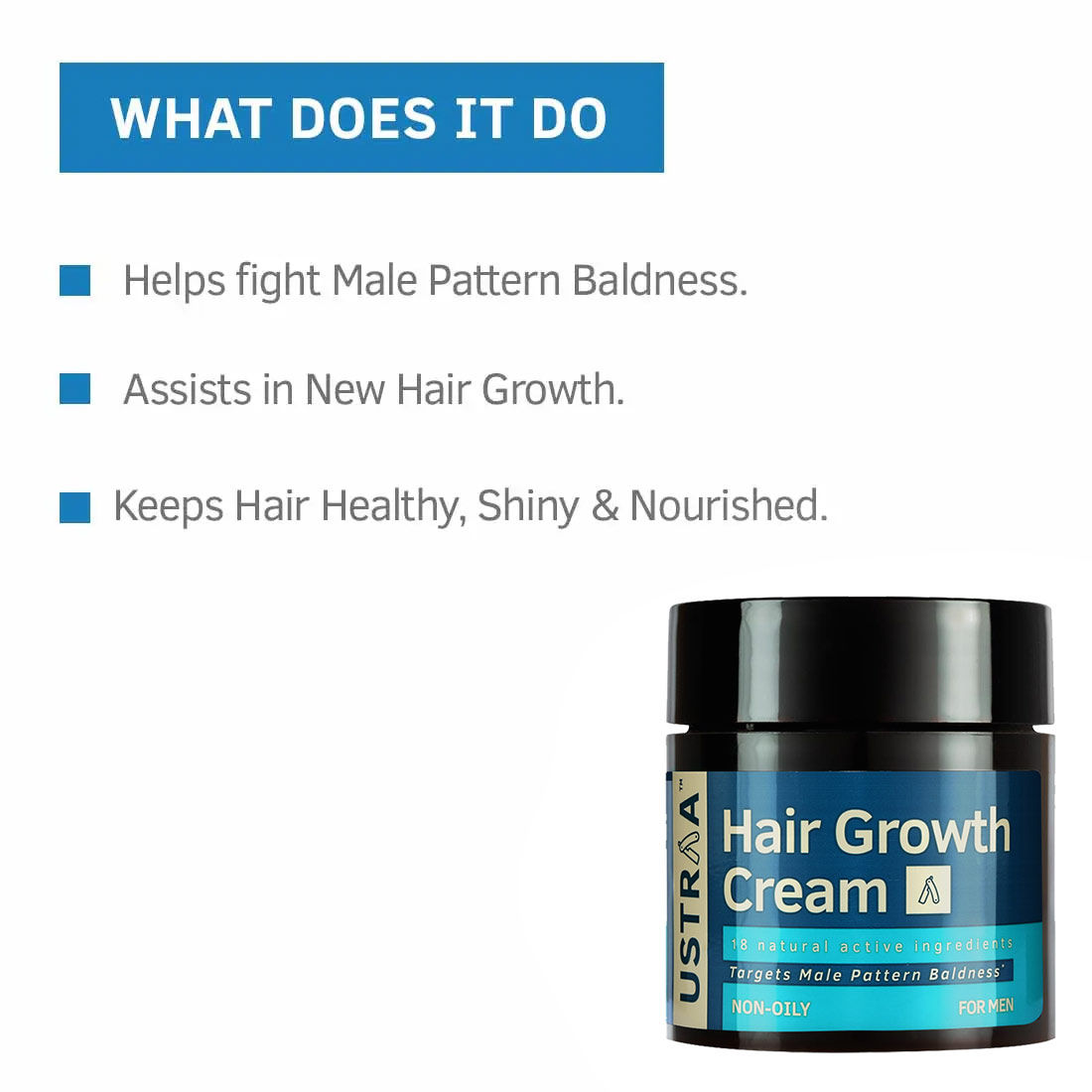 Ustraa Hair Growth Cream 18 Natural Active Ingredients Target Male ...