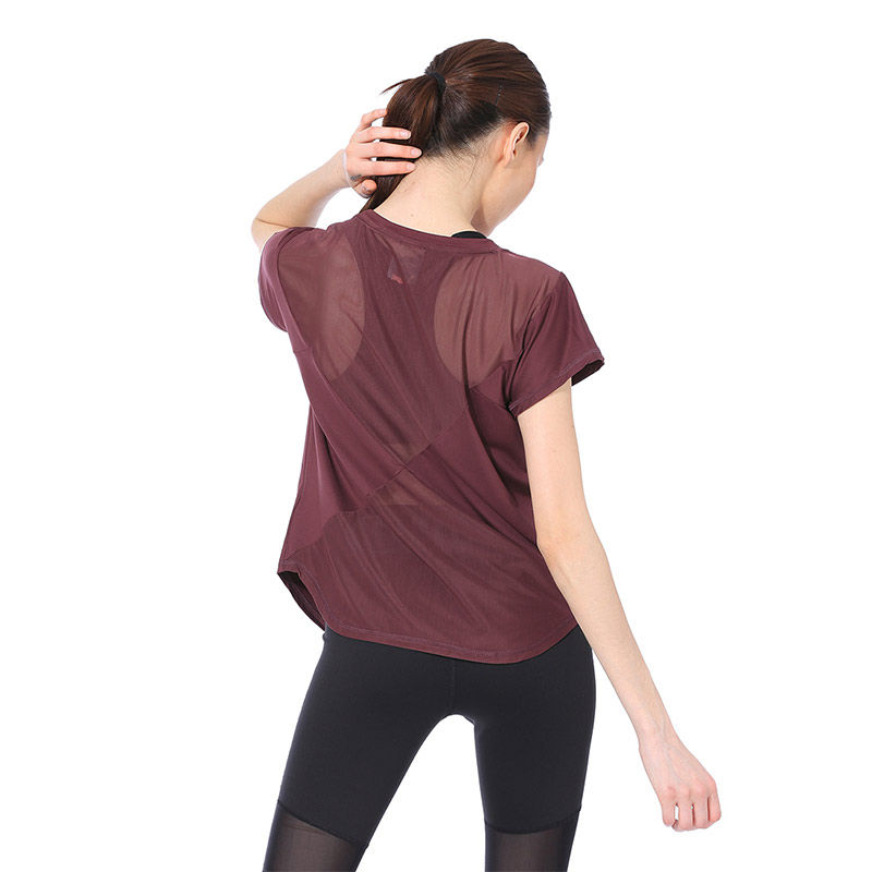 Buy Puma Studio Mesh Yoga Tee Vineyard Wine Online