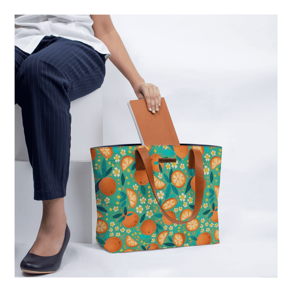 Buy DailyObjects Orange Print Fatty Tote Bag Online