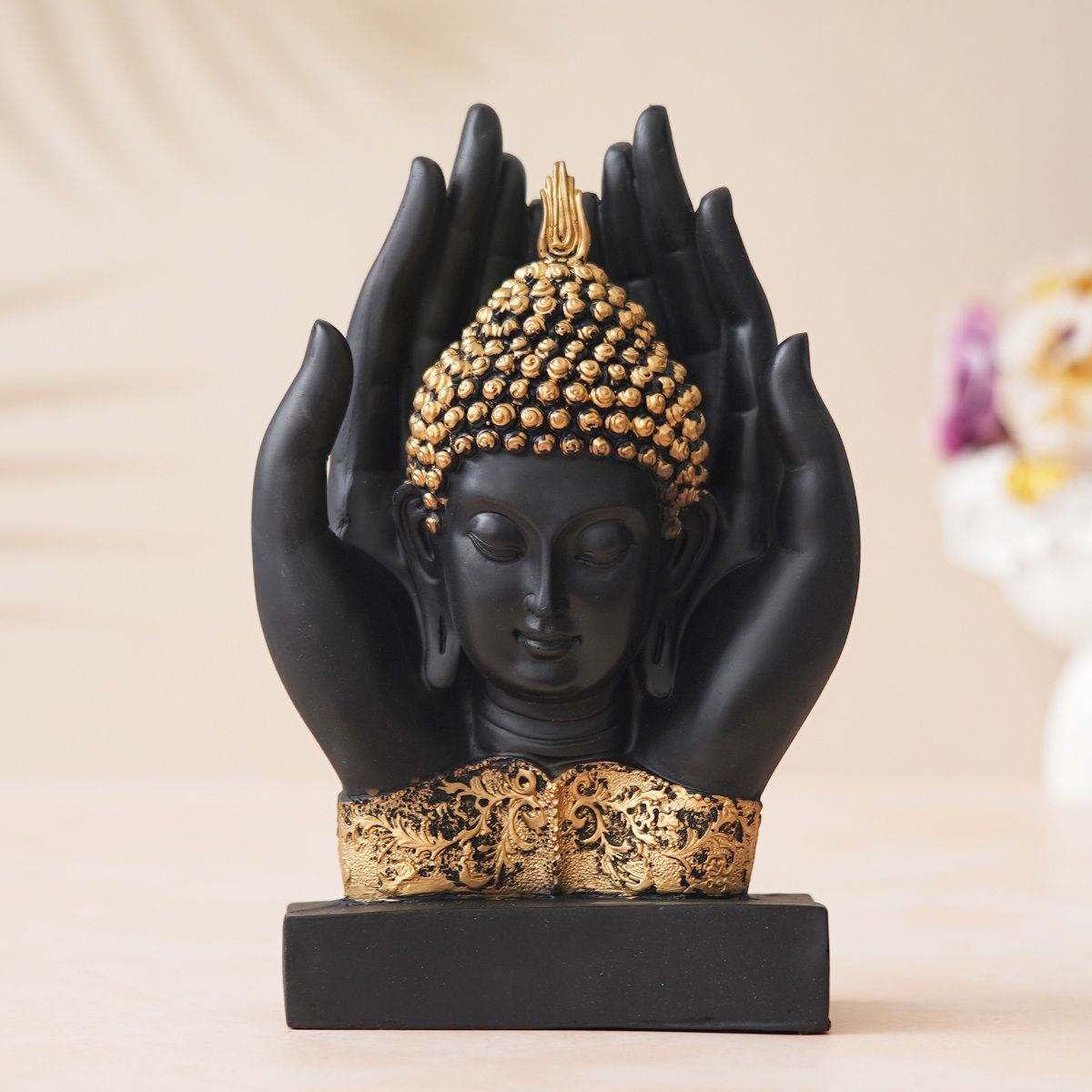 Buy eCraftIndia Blank Golden Polyresin Handcrafted Palm Buddha Statue ...