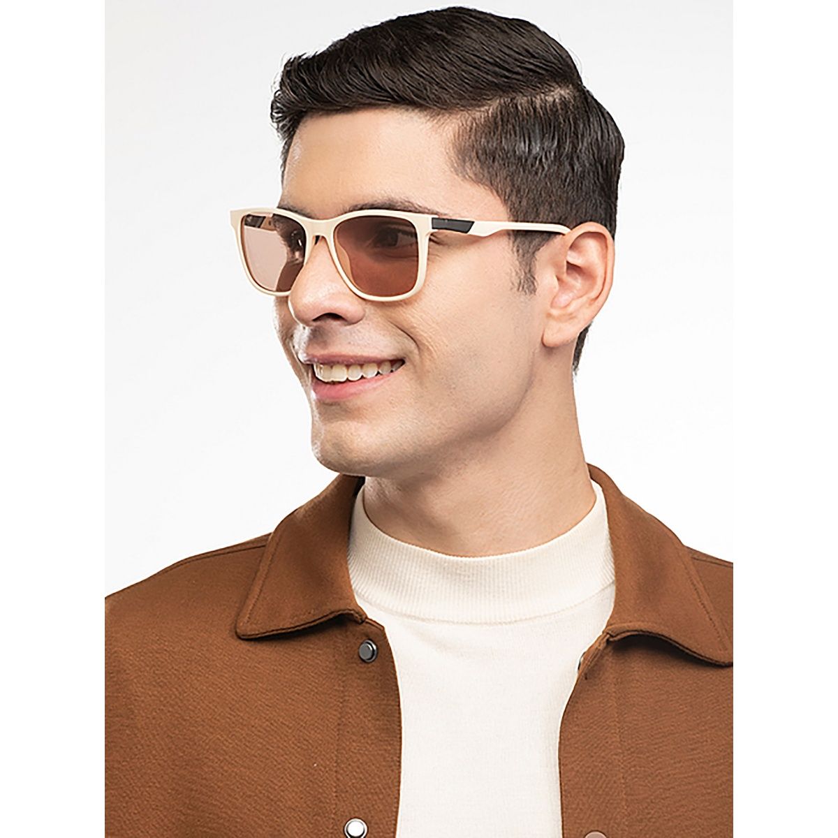 Vincent Chase Cream Large Square Sunglasses With Cleaning Cloth And ...