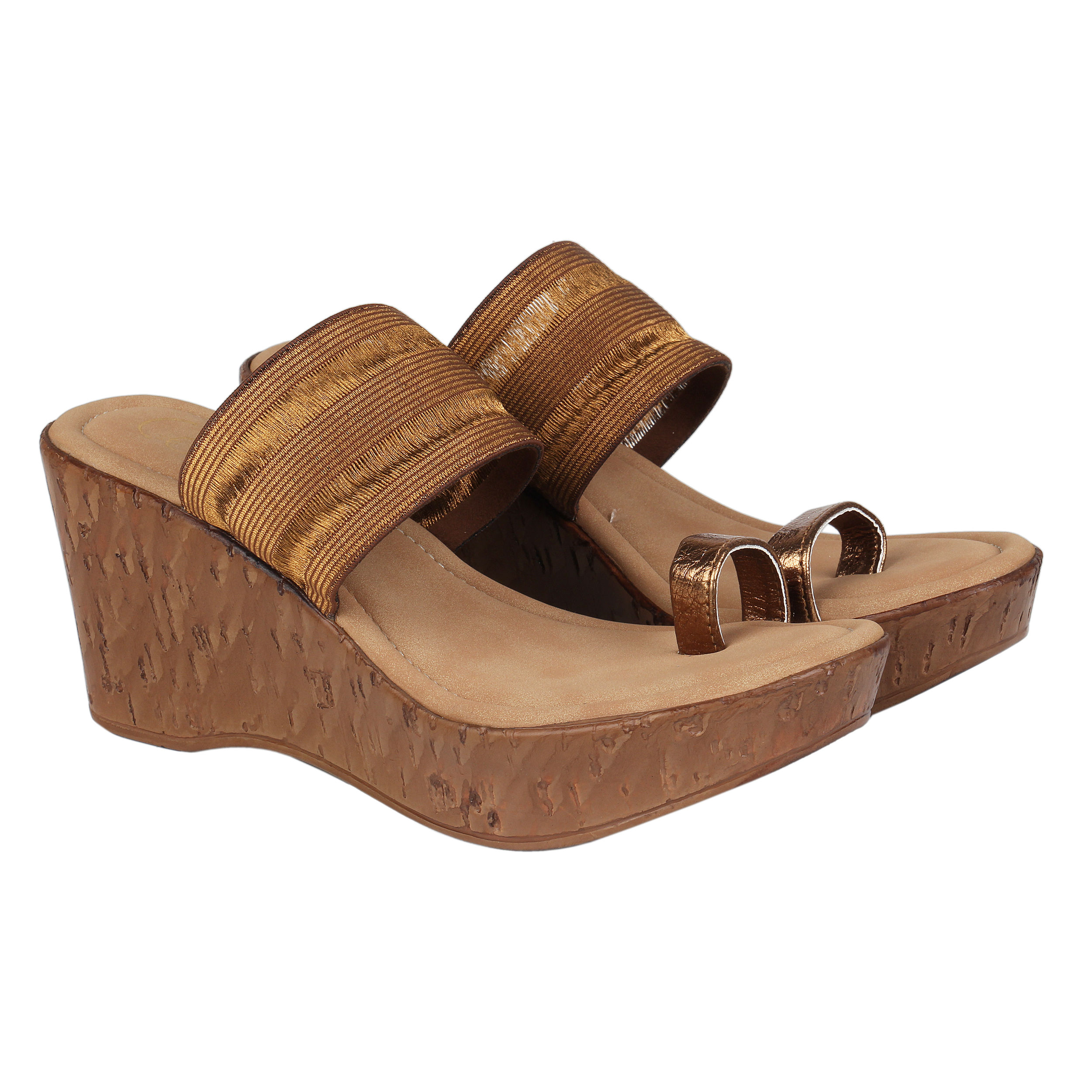 Buy CATWALK Brown Toe Ring Wedges Online