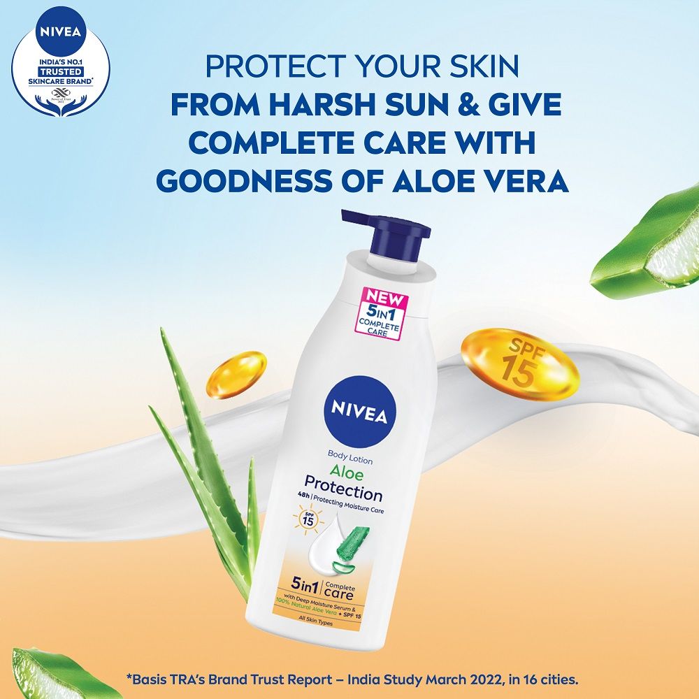 NIVEA Body Lotion, Aloe Protection SPF 15, for Daily Sun Protection ...