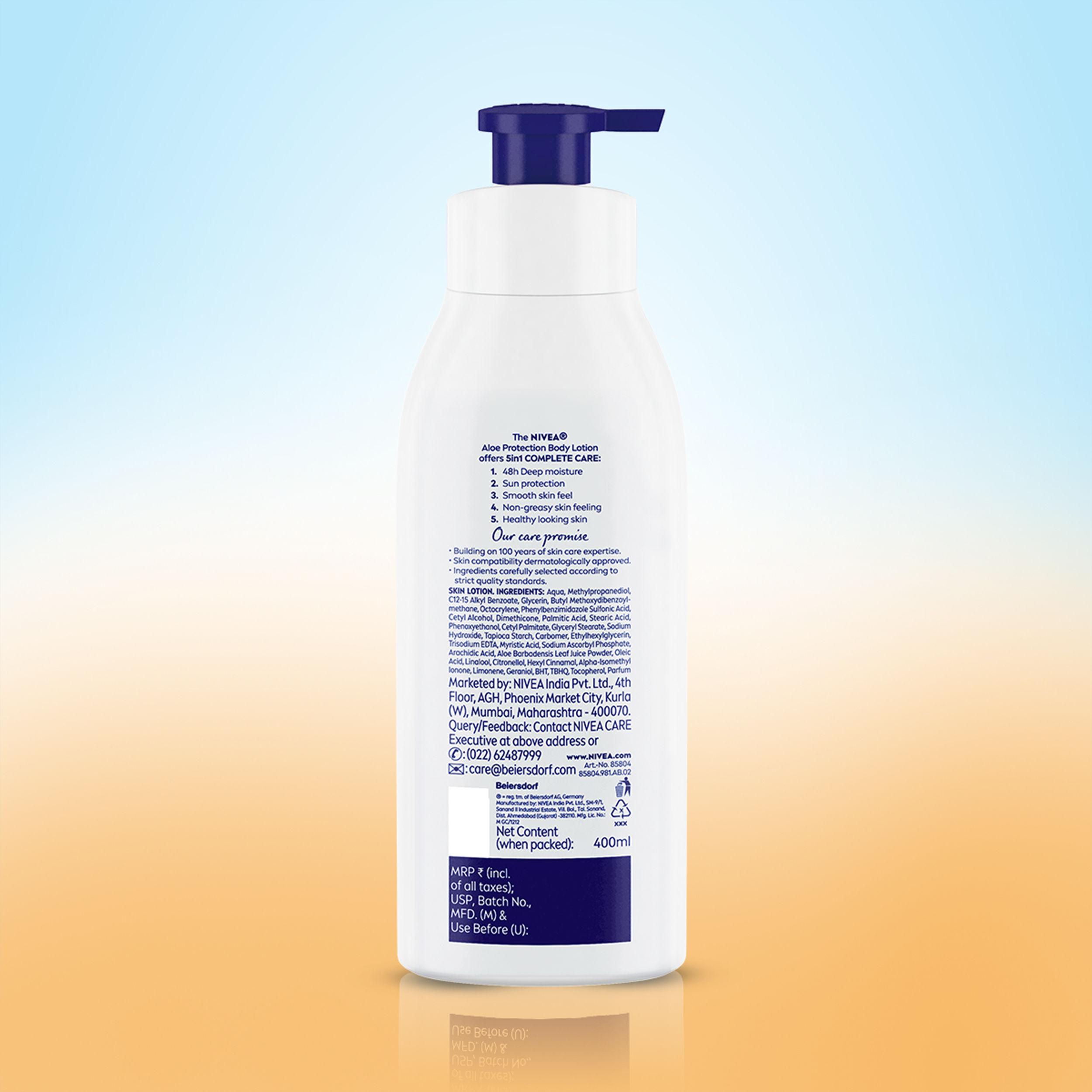 NIVEA Body Lotion, Aloe Protection SPF 15, for Daily Sun Protection ...