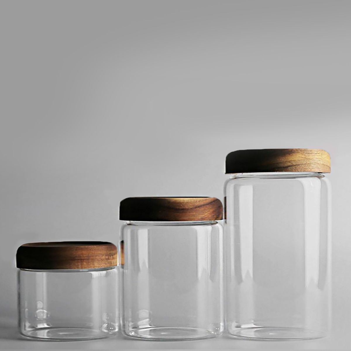 Buy Mason Home Glass Round Airtight Container With Wooden Lid - Set of ...