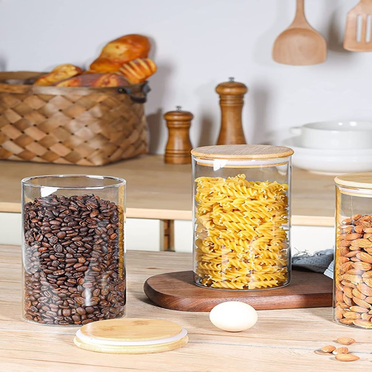 Buy Mason Home Glass Airtight Storage Container With Wooden Lid - Large ...