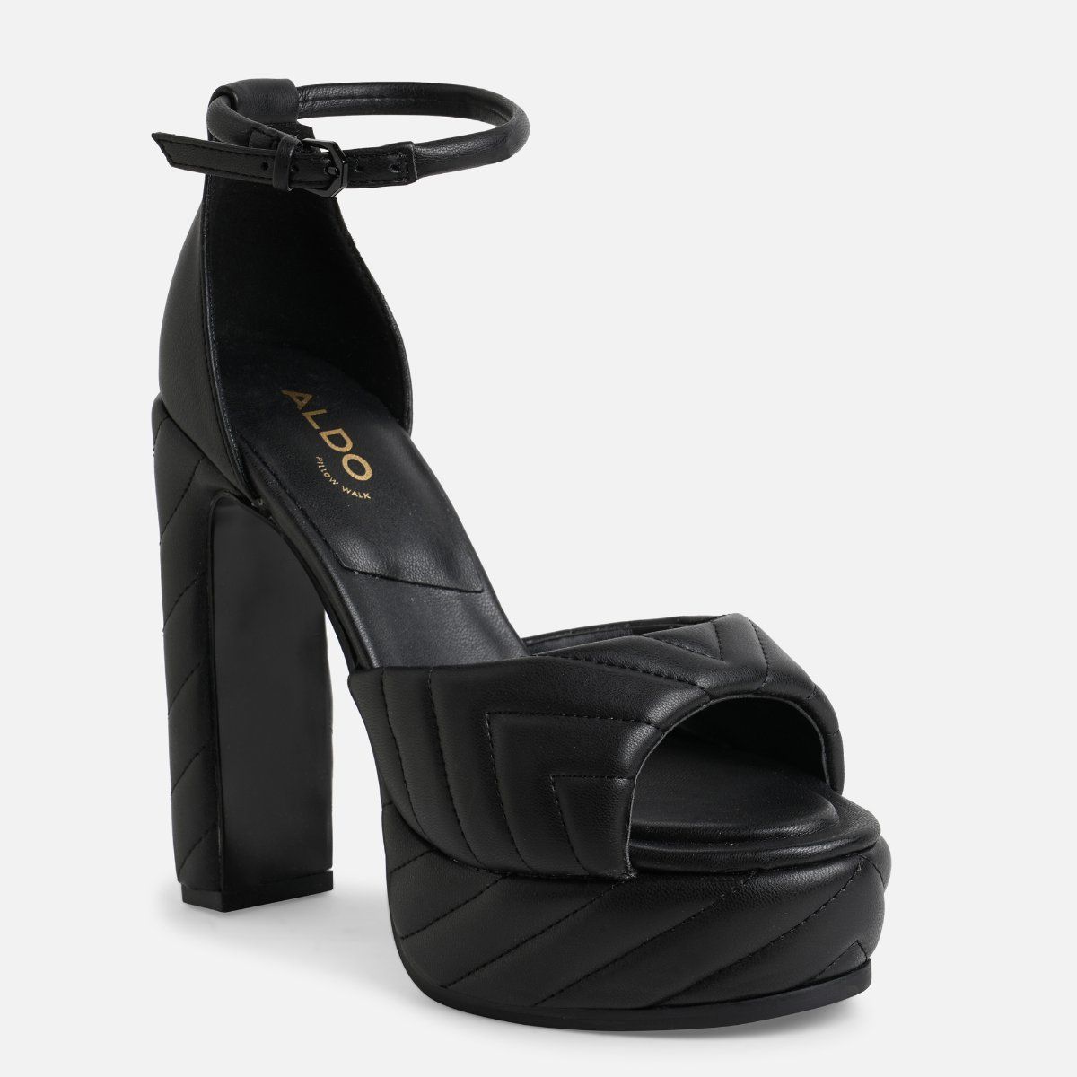 Buy Aldo Milena Synthetic Black Solid Block Heel Sandals Online