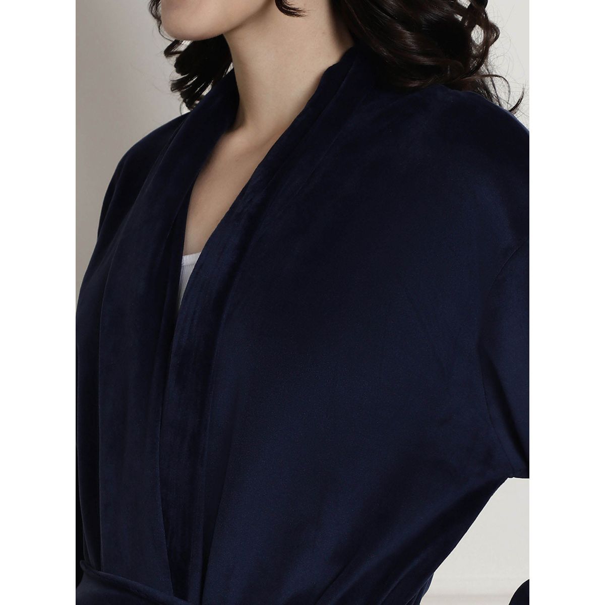 Buy Secret Wish Navy Blue Velvet Robe Online
