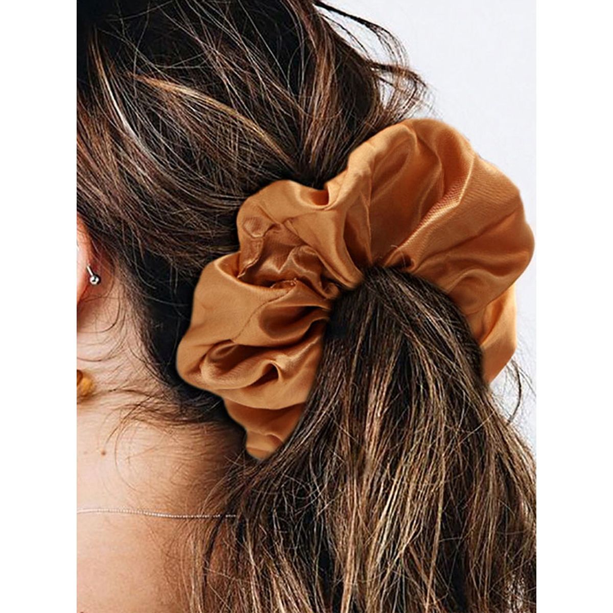 Yellow Chimes Women Set of 6 Metallic Colour Satin Scrunchies: Buy ...
