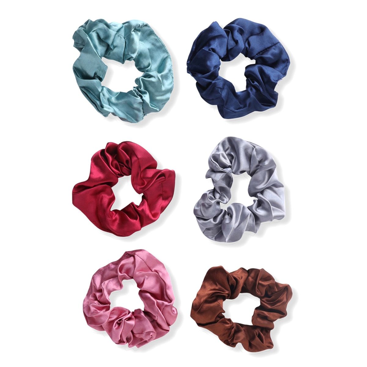 Yellow Chimes Women Set of 6 Metallic Colour Satin Scrunchies: Buy ...