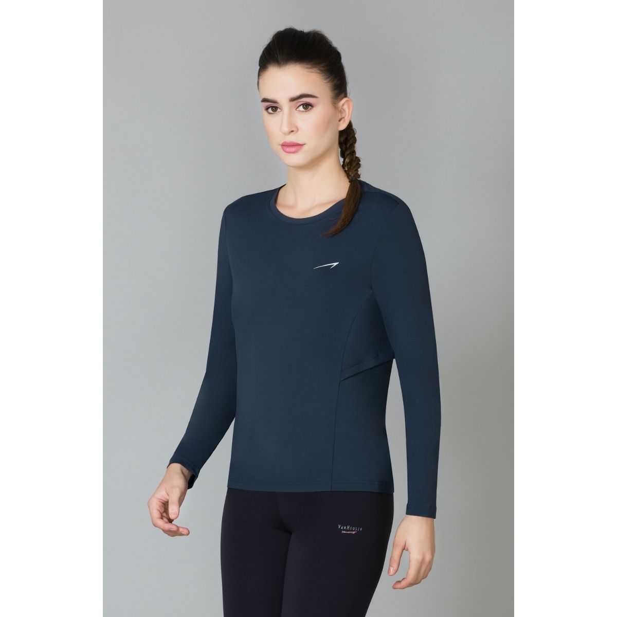 Buy Van Heusen Women Proactive Round Neck & Full Sleeve T-Shirt - Dark ...