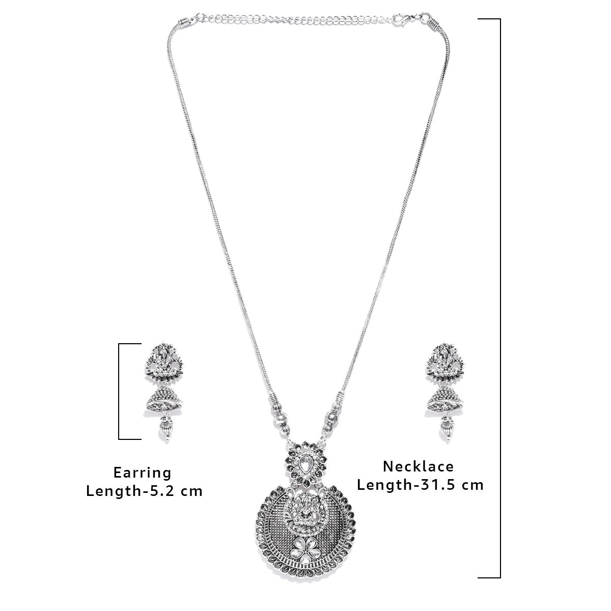 Buy Zaveri Pearls Antique Silver Tone Goddess Temple Necklace And Earring