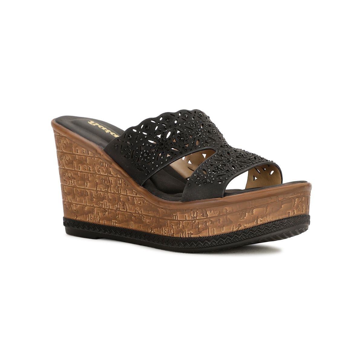 Buy Bata Women Slip-On Heel Wedges Black Online