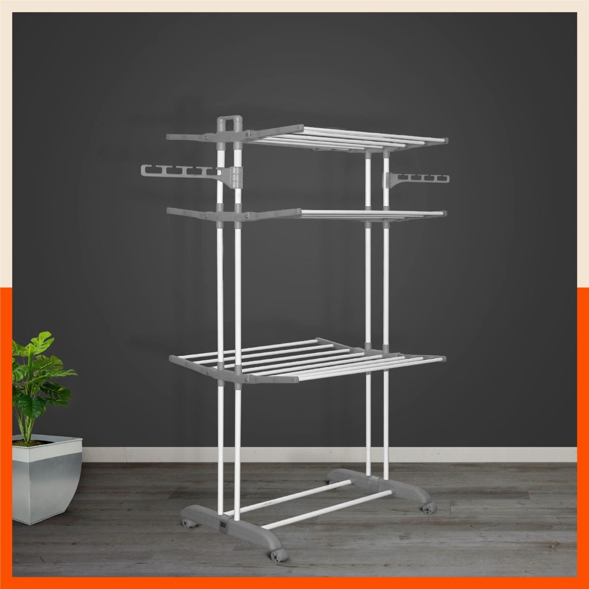 Bathla Mobidry Terra 3 Level Steel Modular Cloth Drying Stand (Grey ...