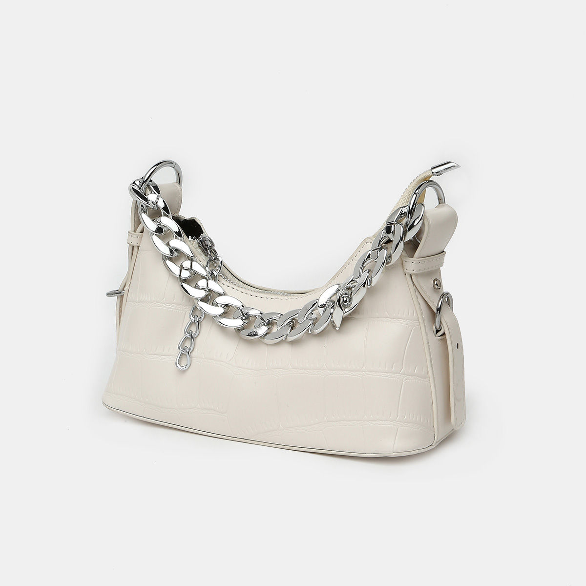 Buy RSVP by Nykaa Fashion White Textured Chain Handle Shoulder Bag Online