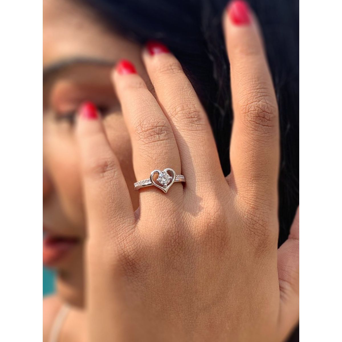 Ornate Jewels Heart Shaped Love Ring In Silver (10): Buy Ornate Jewels ...