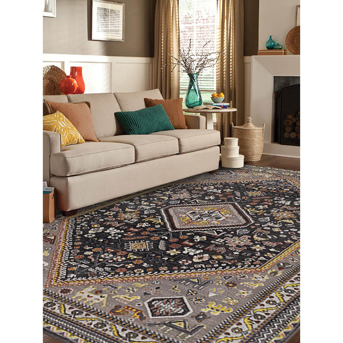 Buy Ddecor Live Beautiful Multi -Polypropylene-Large-Rug-Patina Online