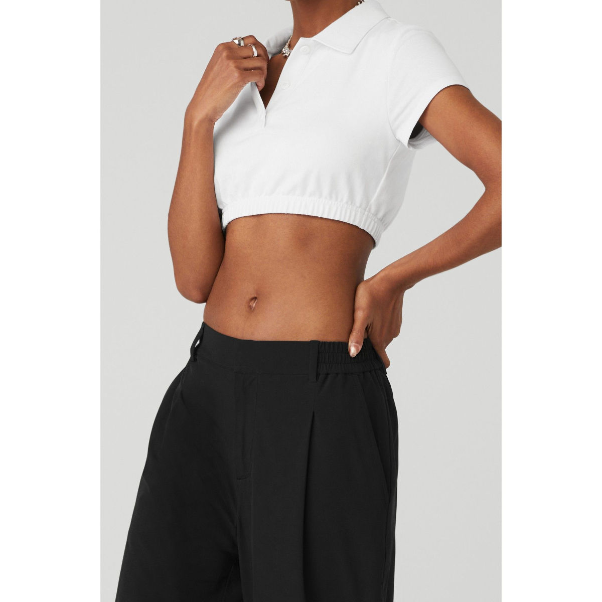 Buy alo Cropped Prestige Polo White Online
