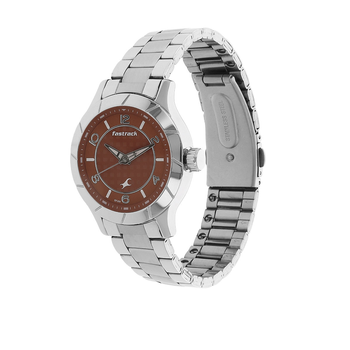 Buy Fastrack Orange Dial Silver Stainless Steel Strap Watch Online