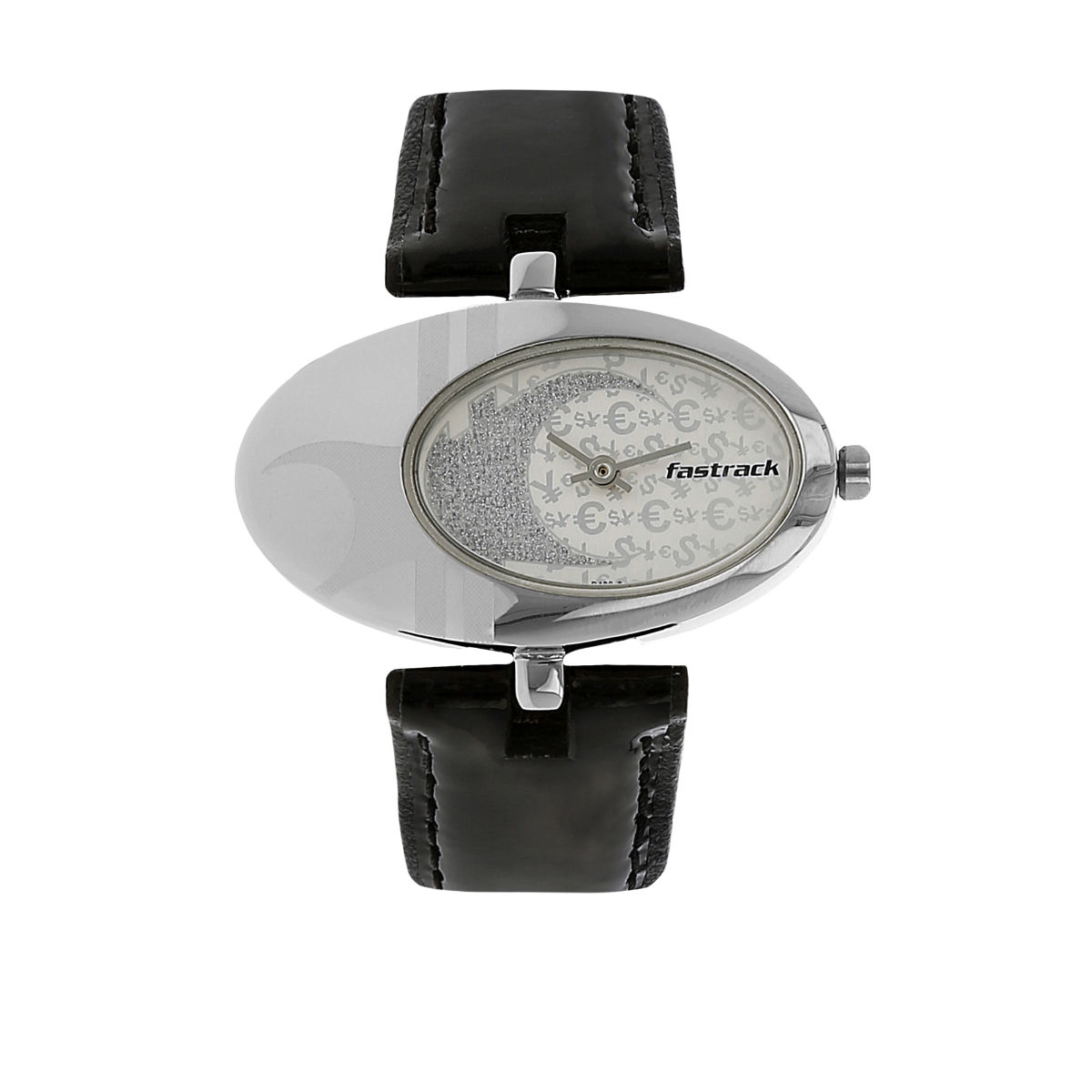 Fastrack Silver Dial Black Leather Strap Watch: Buy Fastrack Silver ...