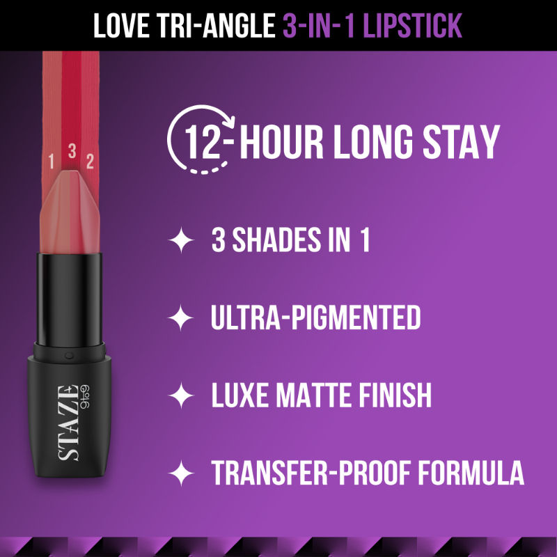 Buy Staze 9to9 Love Tri-Angle 3 in 1 Lipstick Online