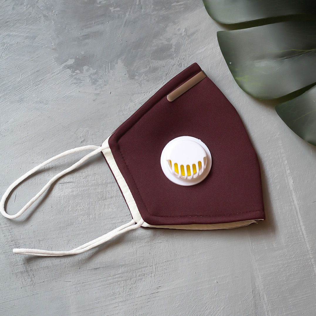 Buy Bellofox 3-Ply Maroon Maroon Filter Valve Solid Cotton Face Mask Online
