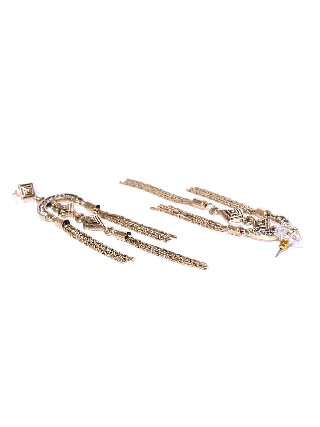 Buy Fabula Antique Gold Tone Crystal Encrusted Elongated Tassel Drop ...
