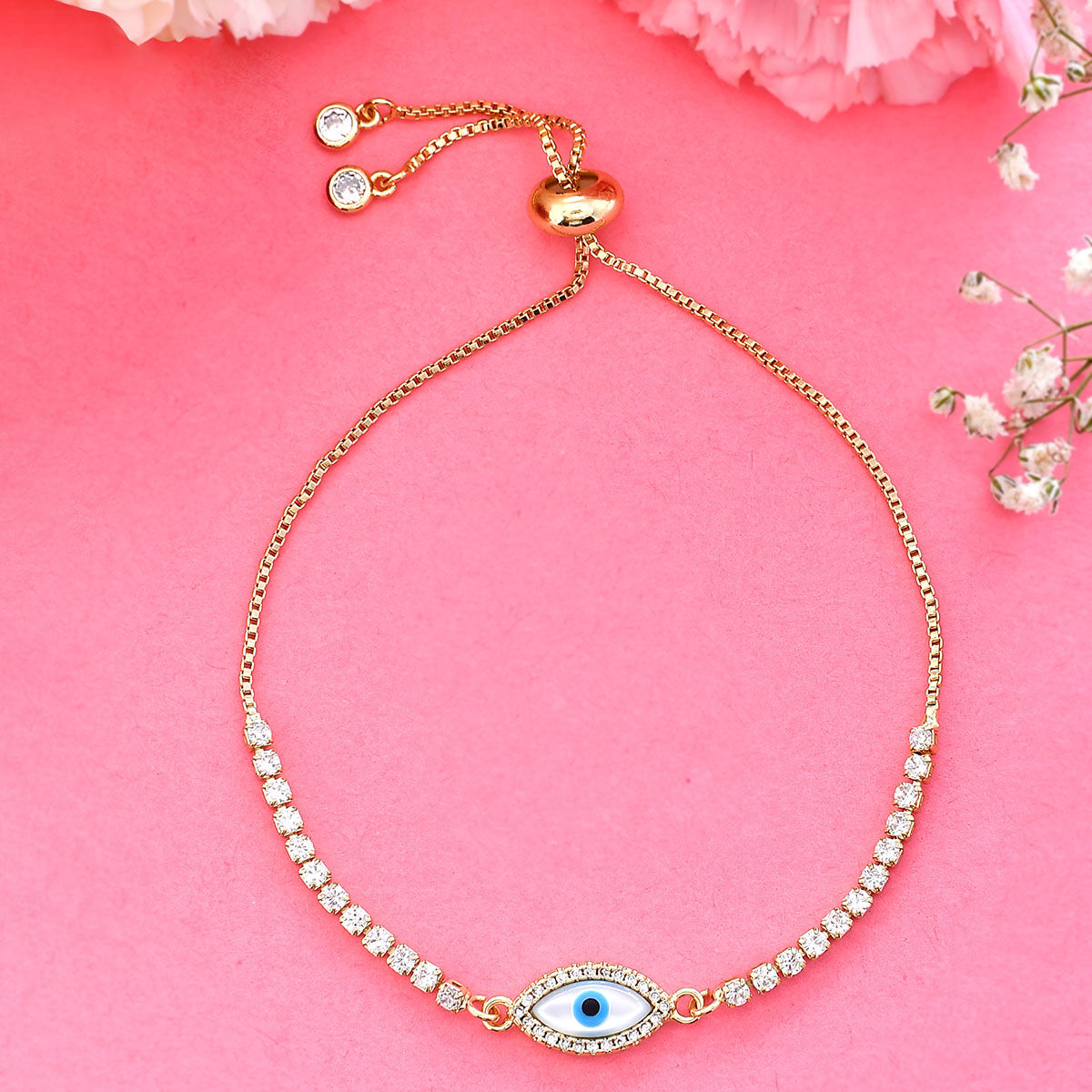 Buy Voylla Sparkling Essentials Golden Gaze Evil Eye Bracelet Online
