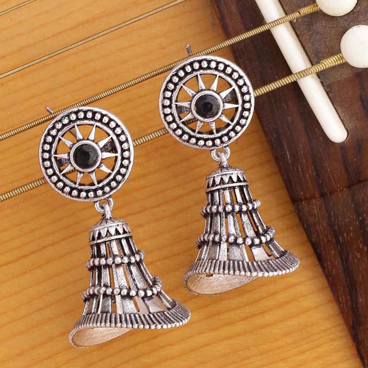 Buy Voylla Taal Mridang Shehnai Drop Earrings Online