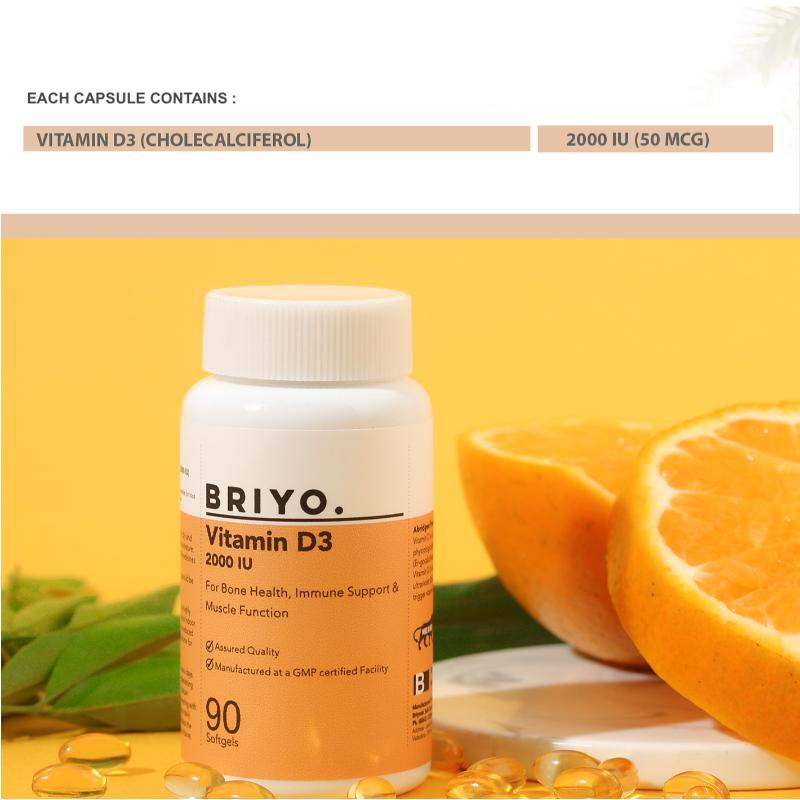 Buy Briyo Vitamin D3 2000 IU - 90 Softgels Online