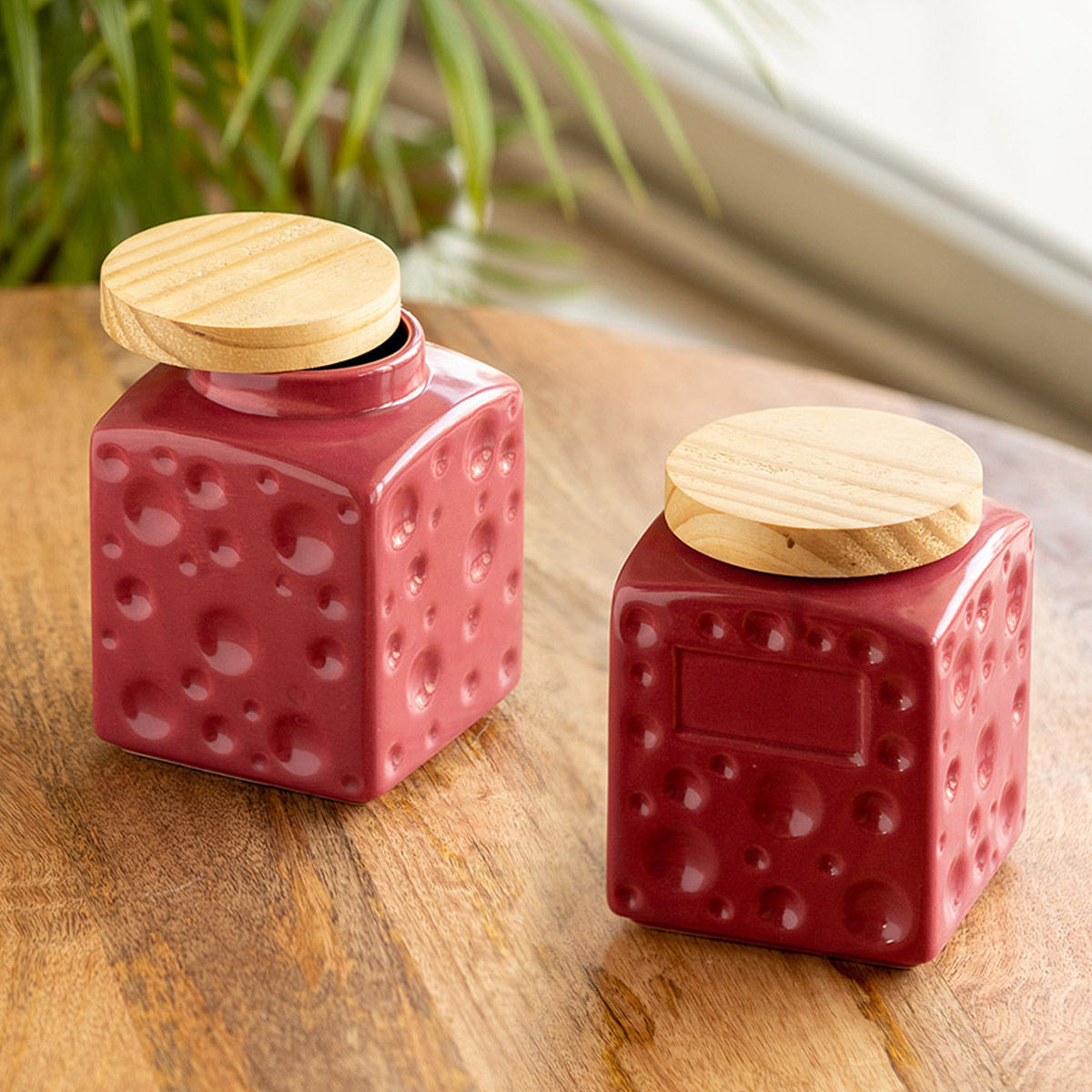 Buy ExclusiveLane Chic Red Handcrafted Multi-Utility Ceramic Storage ...