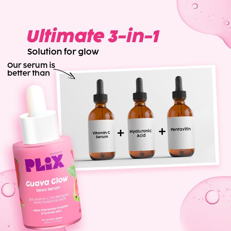 Plix 23% Vitamin C Guava Face Serum With Hyaluronic Acid & Pentavitin ...