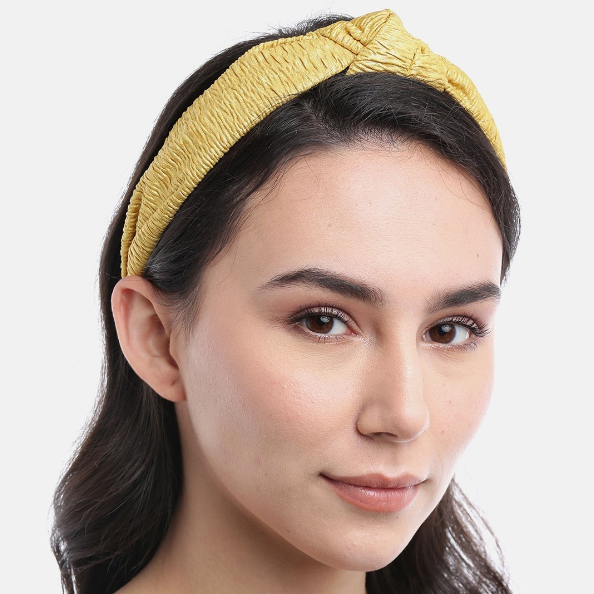 Buy Blueberry Yellow Pleated Knot Hair Band Online