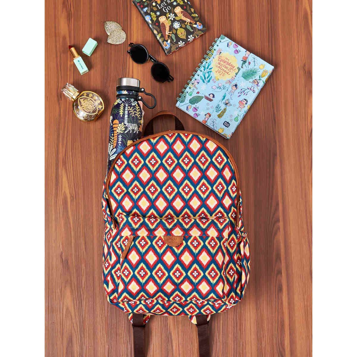 Buy Teal by CHUMBAK Ikkat Glow Laptop Backpack Online