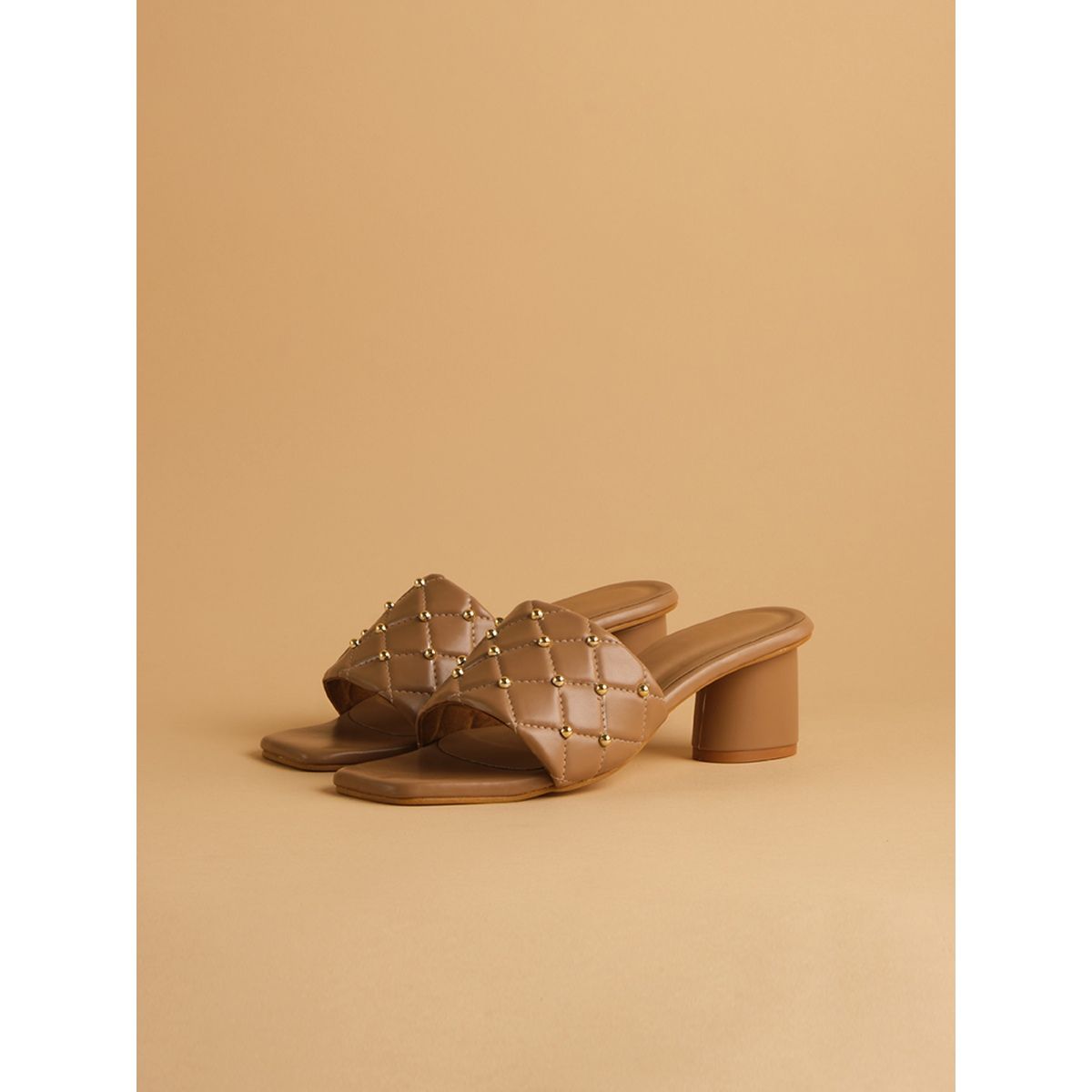 Eridani Textured Chickoo Coco Heels: Buy Eridani Textured Chickoo Coco ...