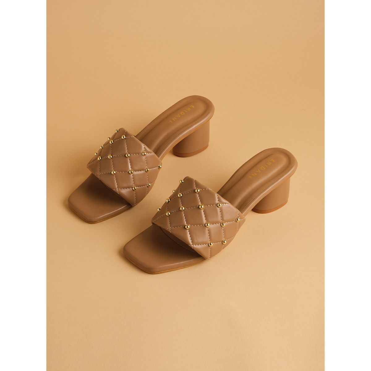 Eridani Textured Chickoo Coco Heels: Buy Eridani Textured Chickoo Coco ...